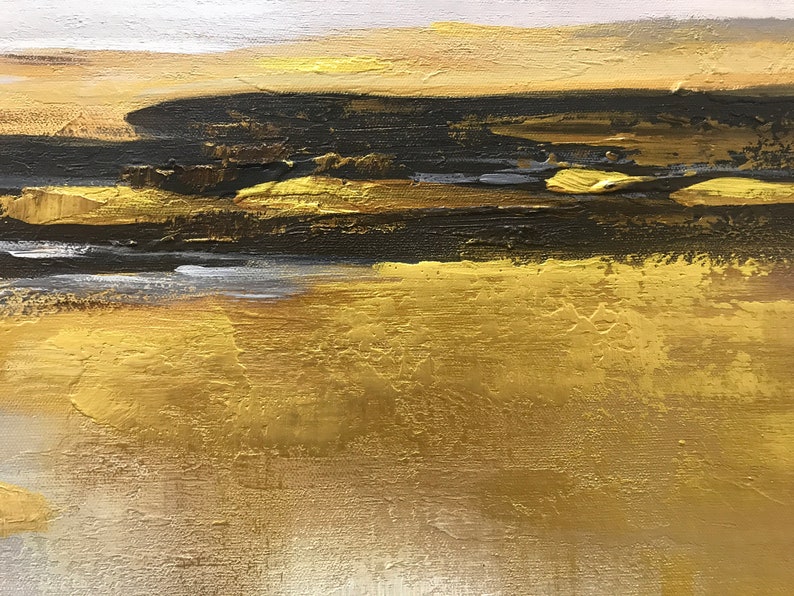 Large Gold Abstract Painting Original Ocean Landscape | Etsy