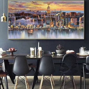 Large City Landscape Painting, New York City Painting, Large Urban Art ...