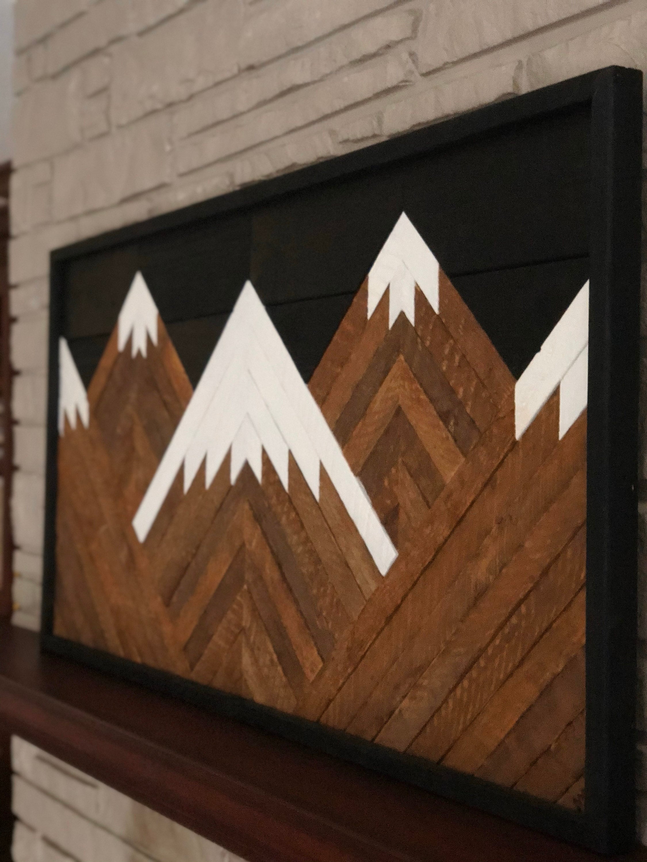 Vintage Wood Slat Mountain Wall Art! Rustic Mountain Tops. Handmade ...