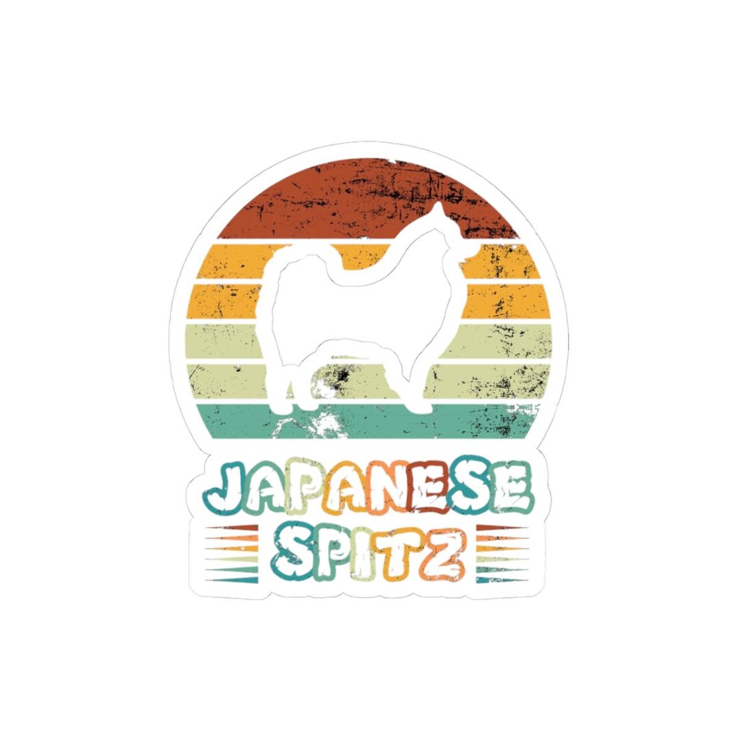 Japanese Spitz Retro Stripe Sticker | Kiss-cut Vinyl - Etsy