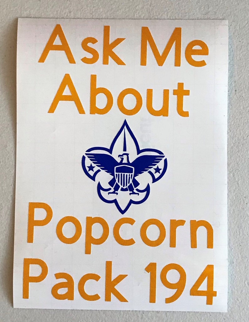 Boy Scout Popcorn Car Window Decal/boy Scouts/cub | Etsy