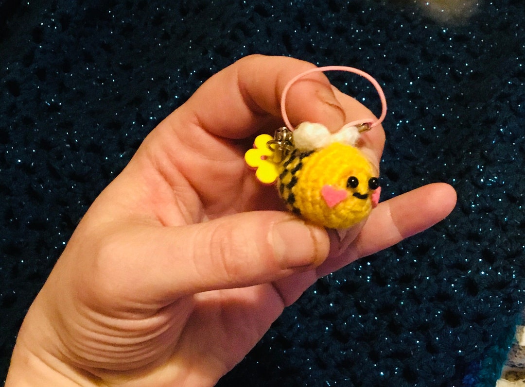 Micro Cute Crochet Kawaii Bee Keychain - Etsy
