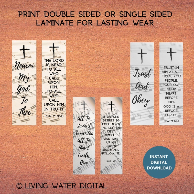 Old Hymns Bookmark, Set of 12 Hymn Bookmarks, Printable Bible Bookmark ...