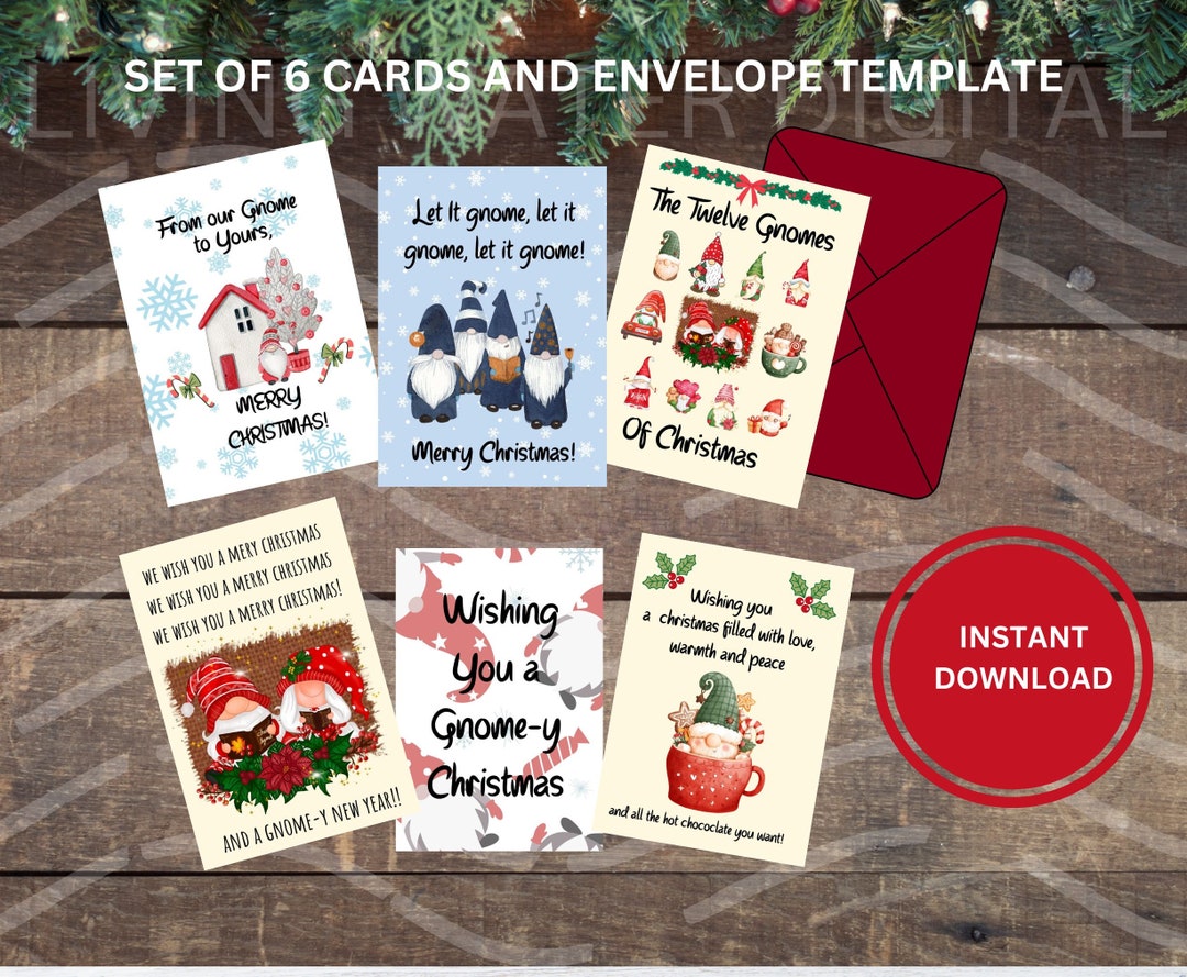 Digital Gnome Christmas Card, Funny Gnome Christmas Card Printable ...