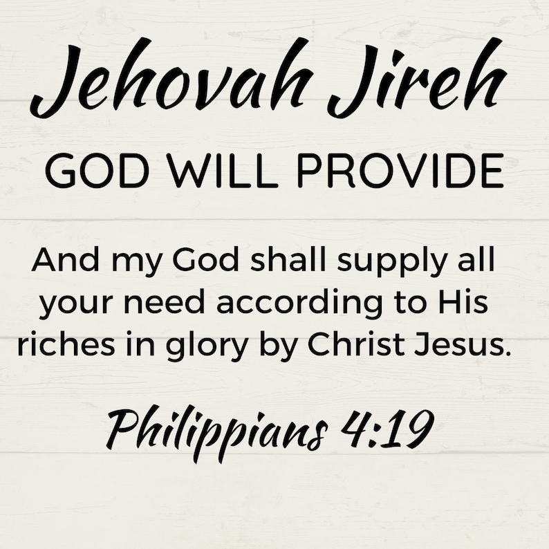 Jehovah Jireh SVG, Name of Jesus Svg, God Will Provide Png, Philippians ...