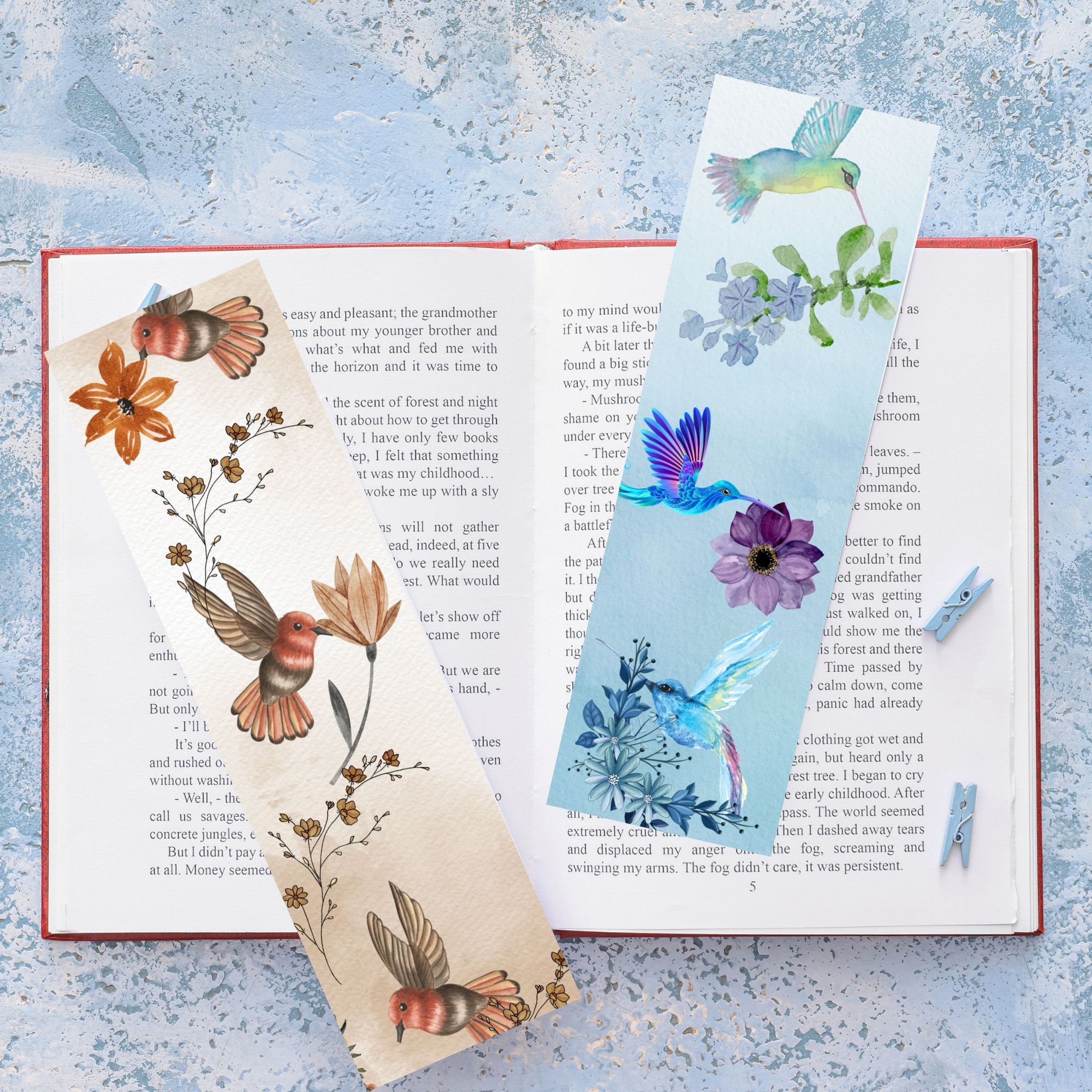Printable Hummingbird Bookmarks, Set of 5 Hummingbird Bookmarks ...