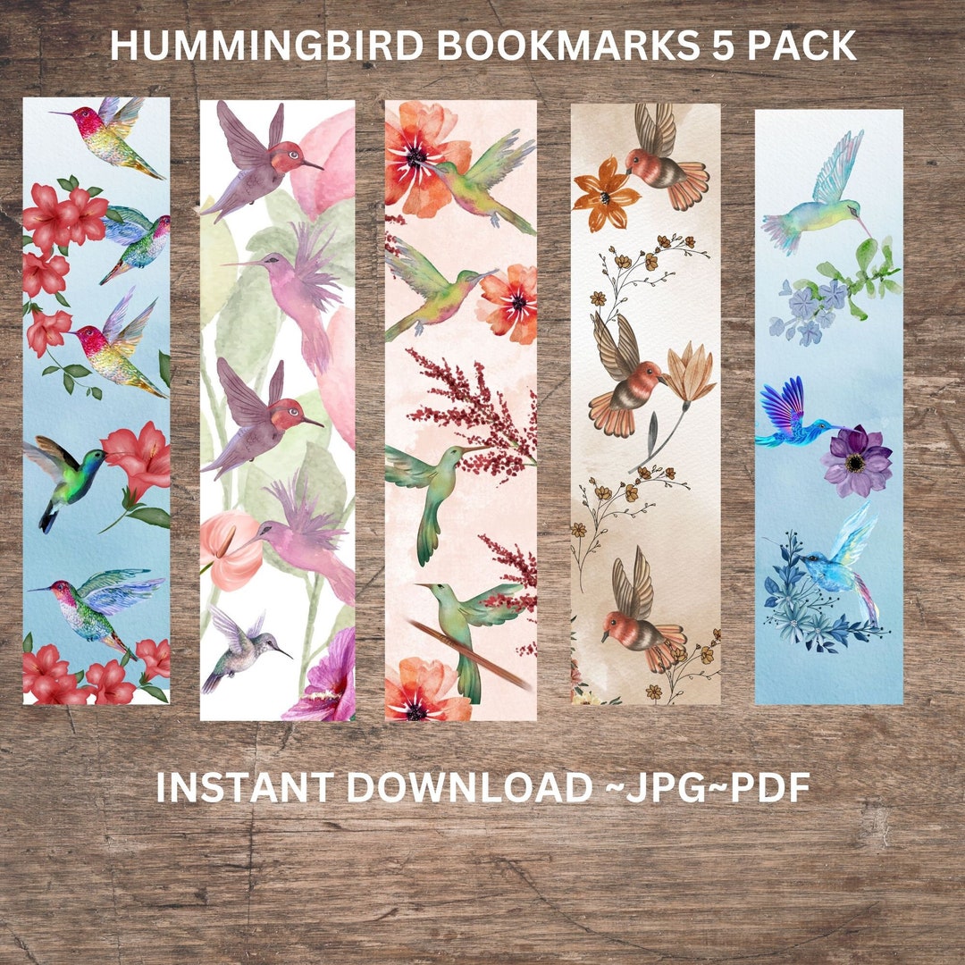 Printable Hummingbird Bookmarks, Set of 5 Hummingbird Bookmarks ...