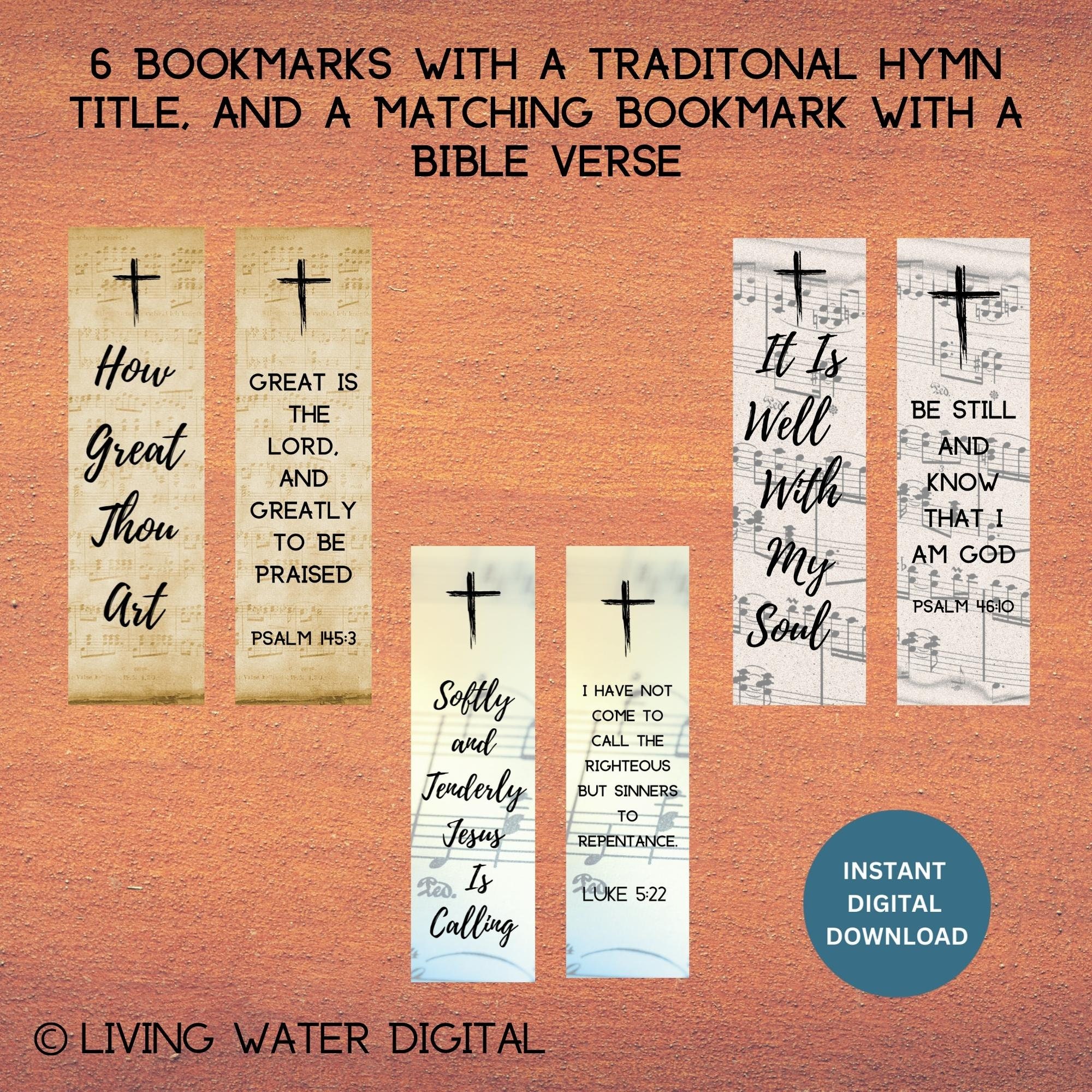 Old Hymns Bookmark, Set of 12 Hymn Bookmarks, Printable Bible Bookmark ...