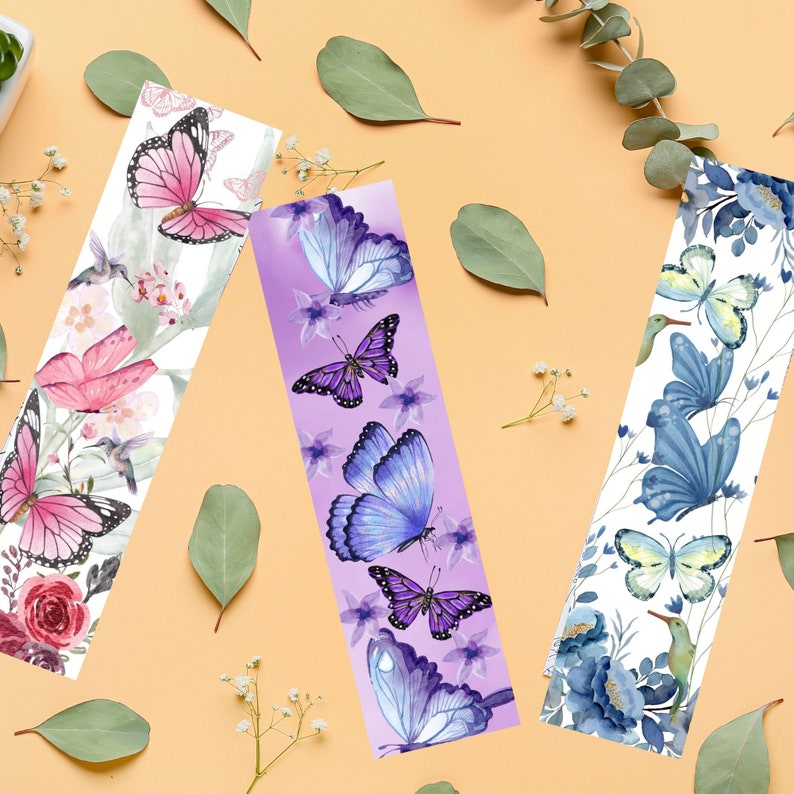 Printable Butterfly Bookmarks, Set of 5 Butterfly Bookmarks, Printable ...