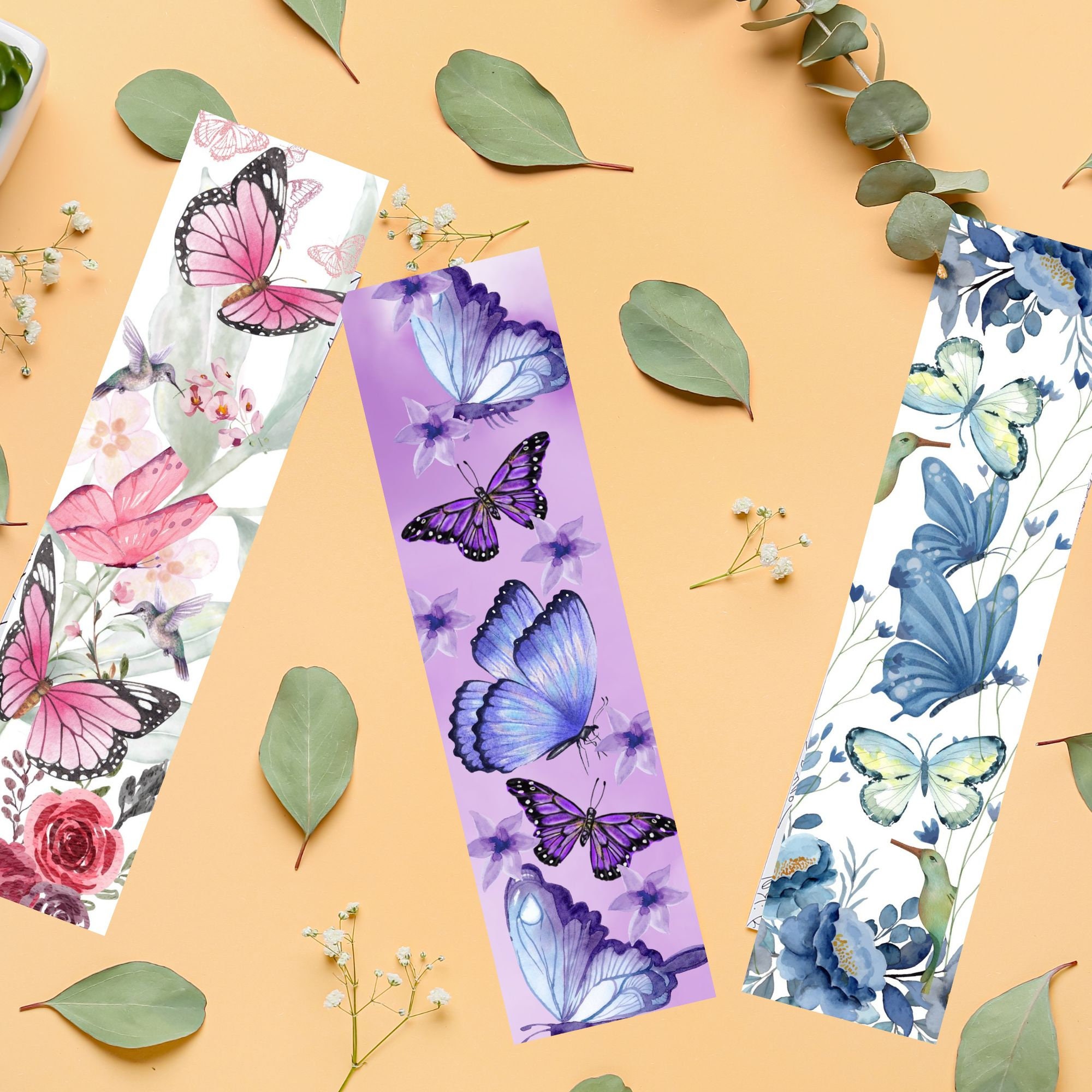 Printable Butterfly Bookmarks, Set of 5 Butterfly Bookmarks, Printable ...