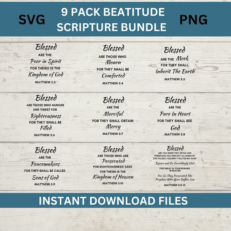 Bible Verse SVG Bundle, Scripture Bundle SVG, 9 Beatitudes SVG Bundle ...
