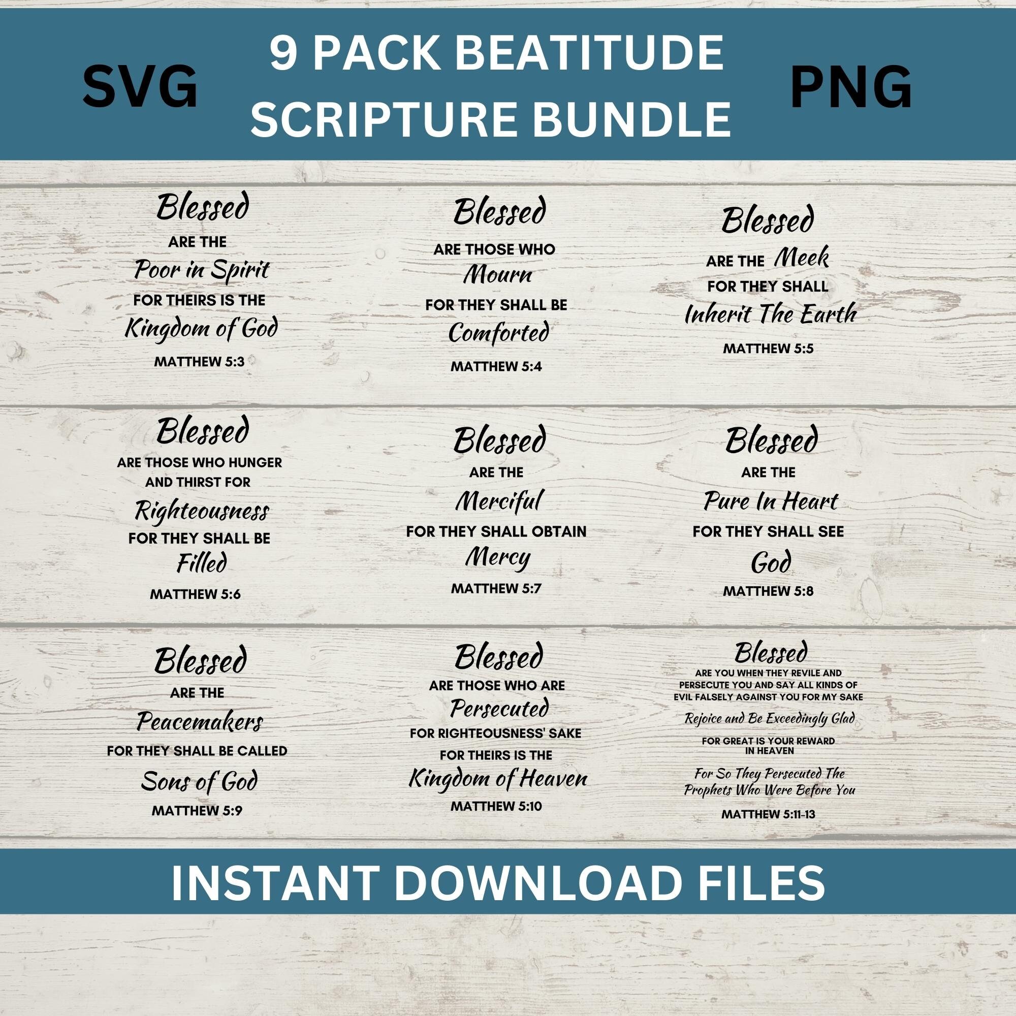 Bible Verse SVG Bundle, Scripture Bundle SVG, 9 Beatitudes SVG Bundle ...