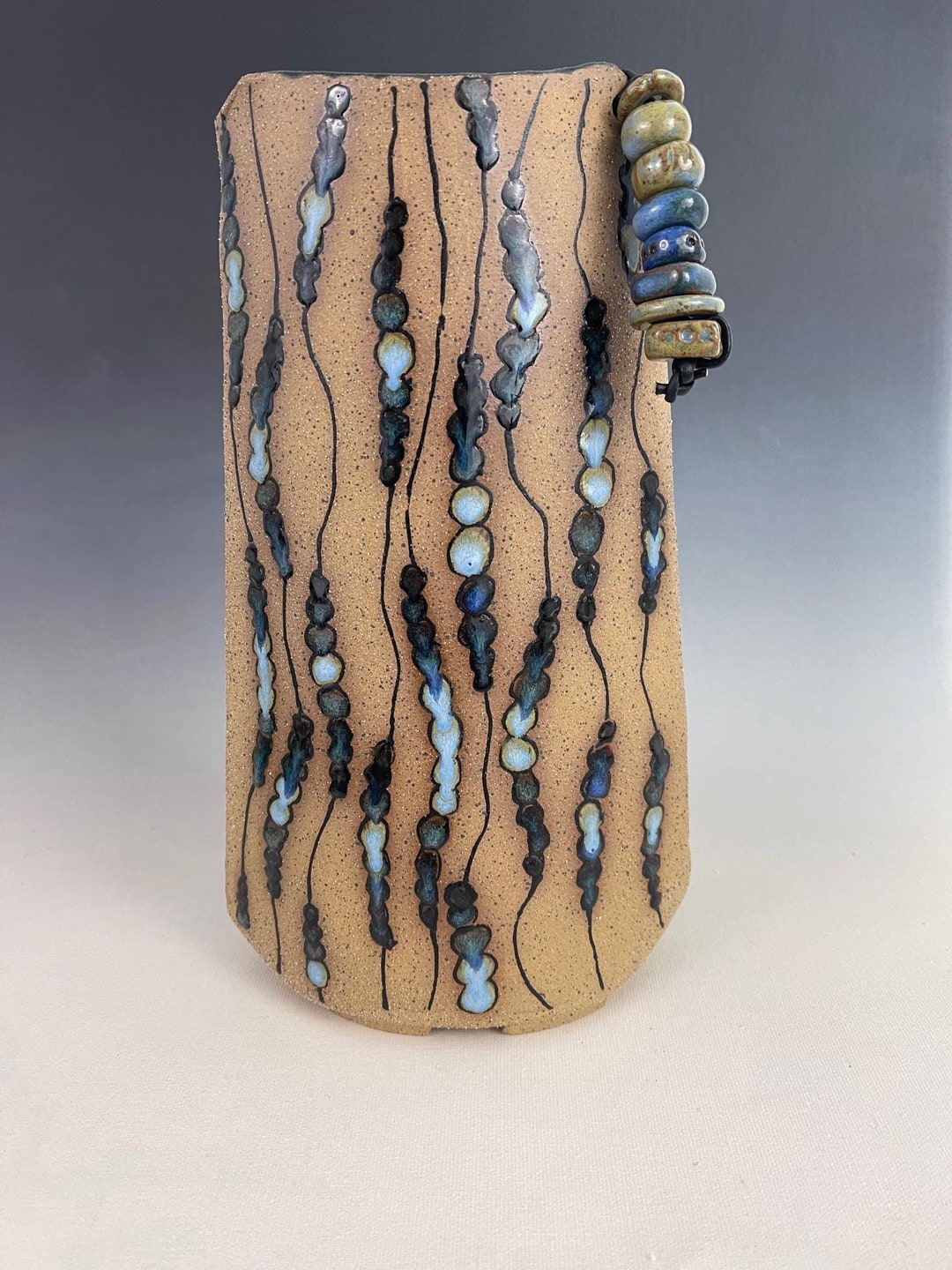 Handmade Slab Built Ceramic Vase With Beads - Etsy