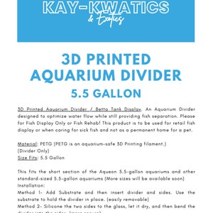 5.5 Gallon Aquarium Divider: 3D Printed Tank Separator - Etsy