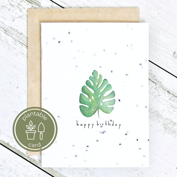 Monstera Birthday Card - Etsy Israel