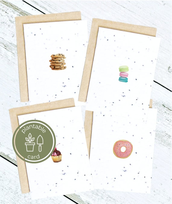 8 Pack Sweets Note Cards Plantable Hand Drawn | Etsy