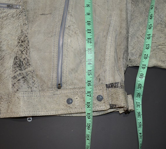 Vintage Acid Wash Leather Jacket Women's Size 1 Gray … - Gem