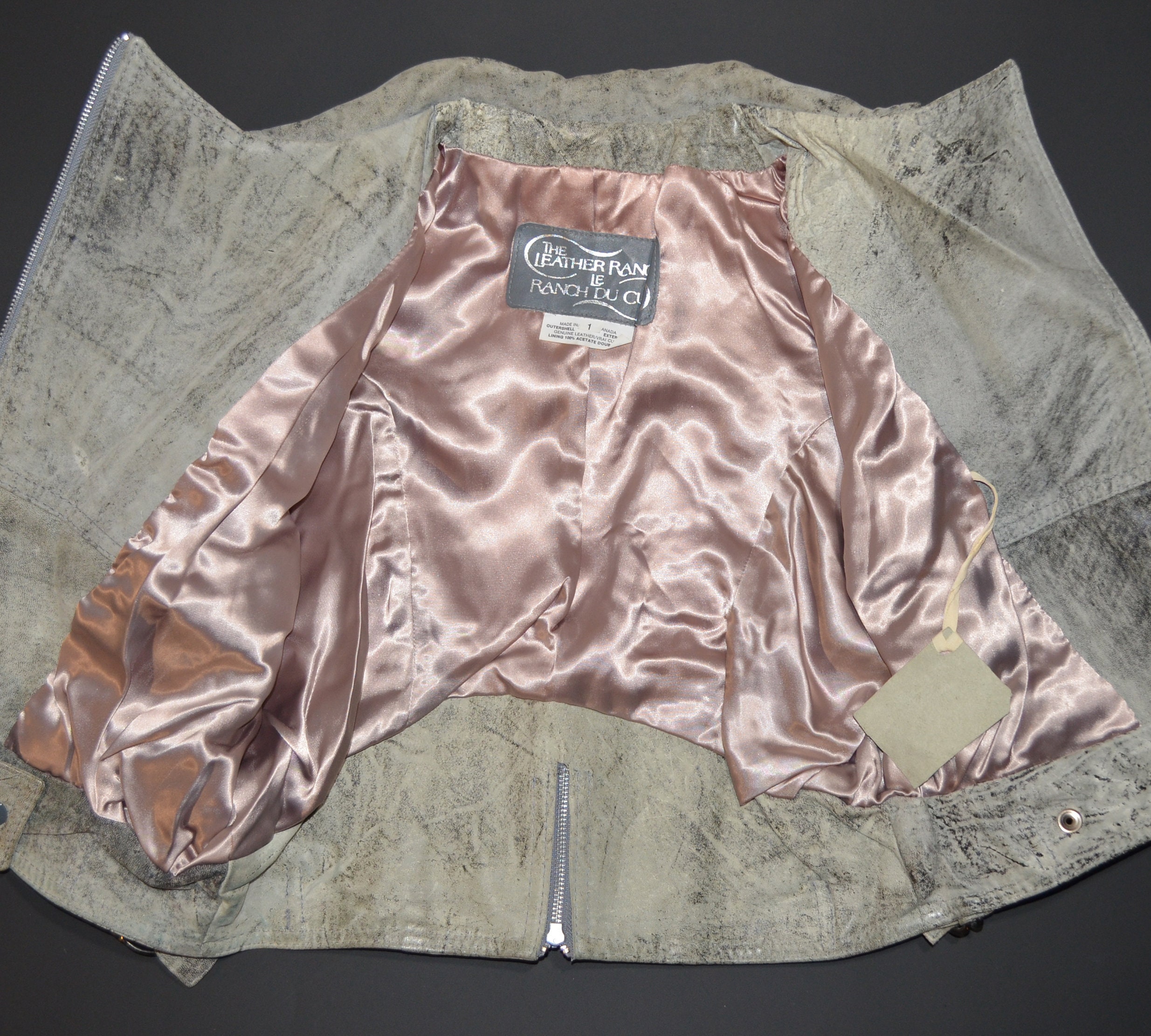 Vintage Acid Wash Leather Jacket Women's Size 1 Gray Cropped Moto Made ...
