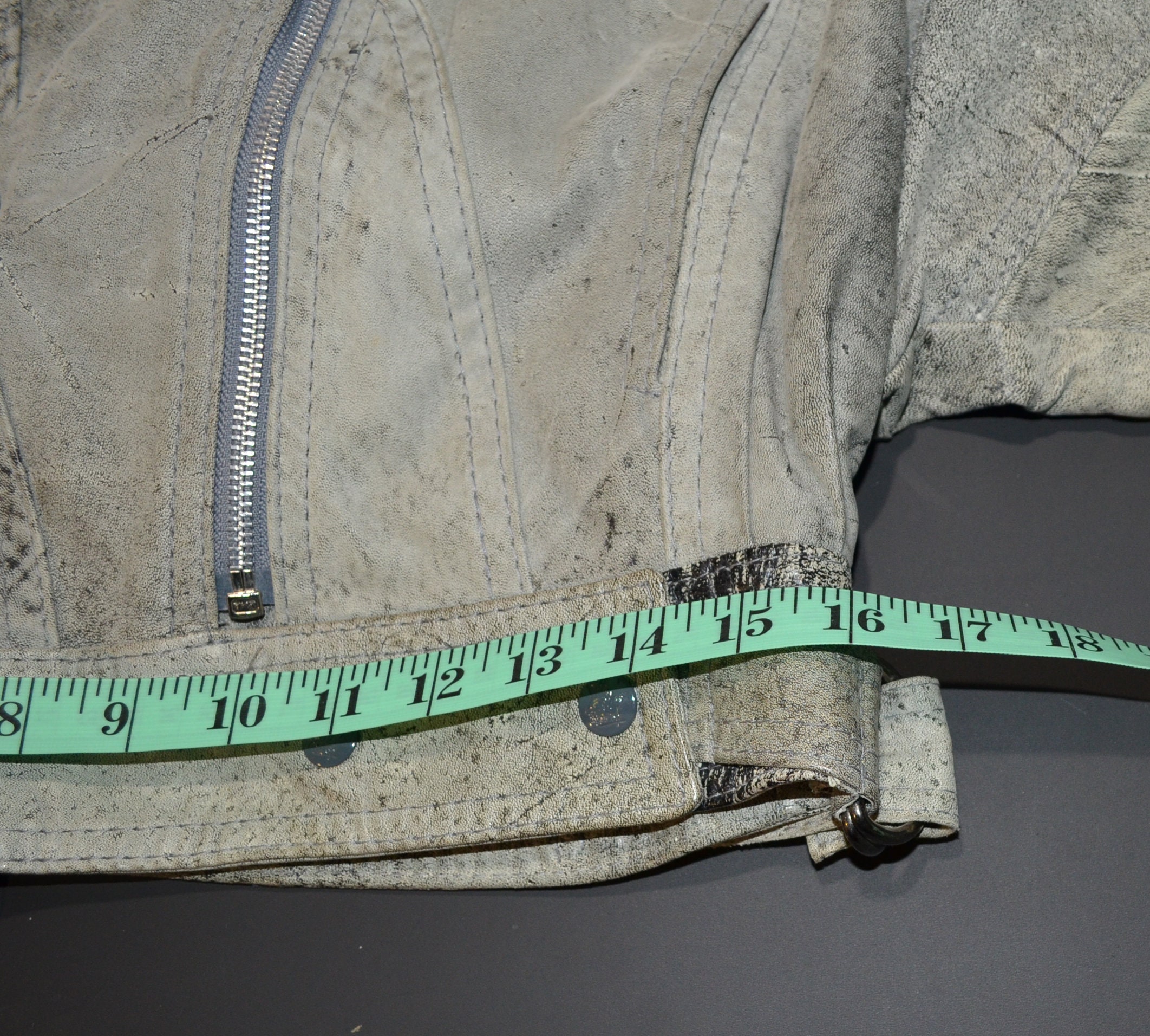 Vintage Acid Wash Leather Jacket Women's Size 1 Gray Cropped Moto Made ...