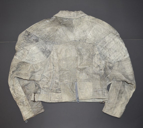 Vintage Acid Wash Leather Jacket Women's Size 1 Gray … - Gem
