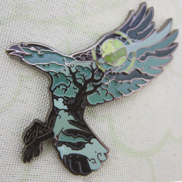 Raven Enamel Pin - Etsy