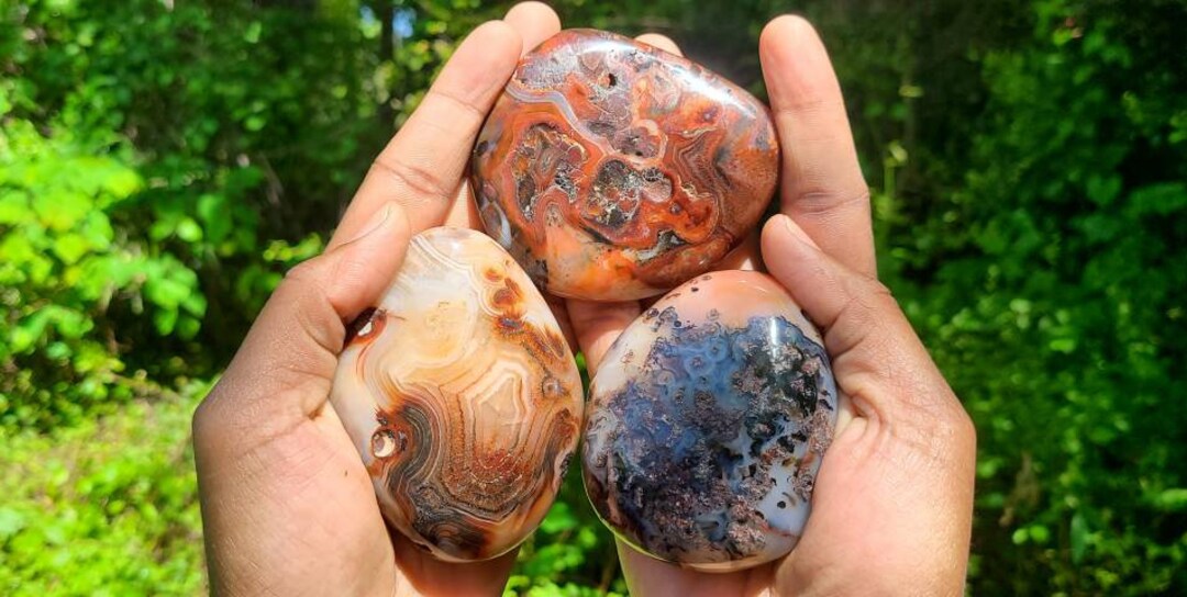 Grande dentelle folle Agate Palm pierres - Etsy France