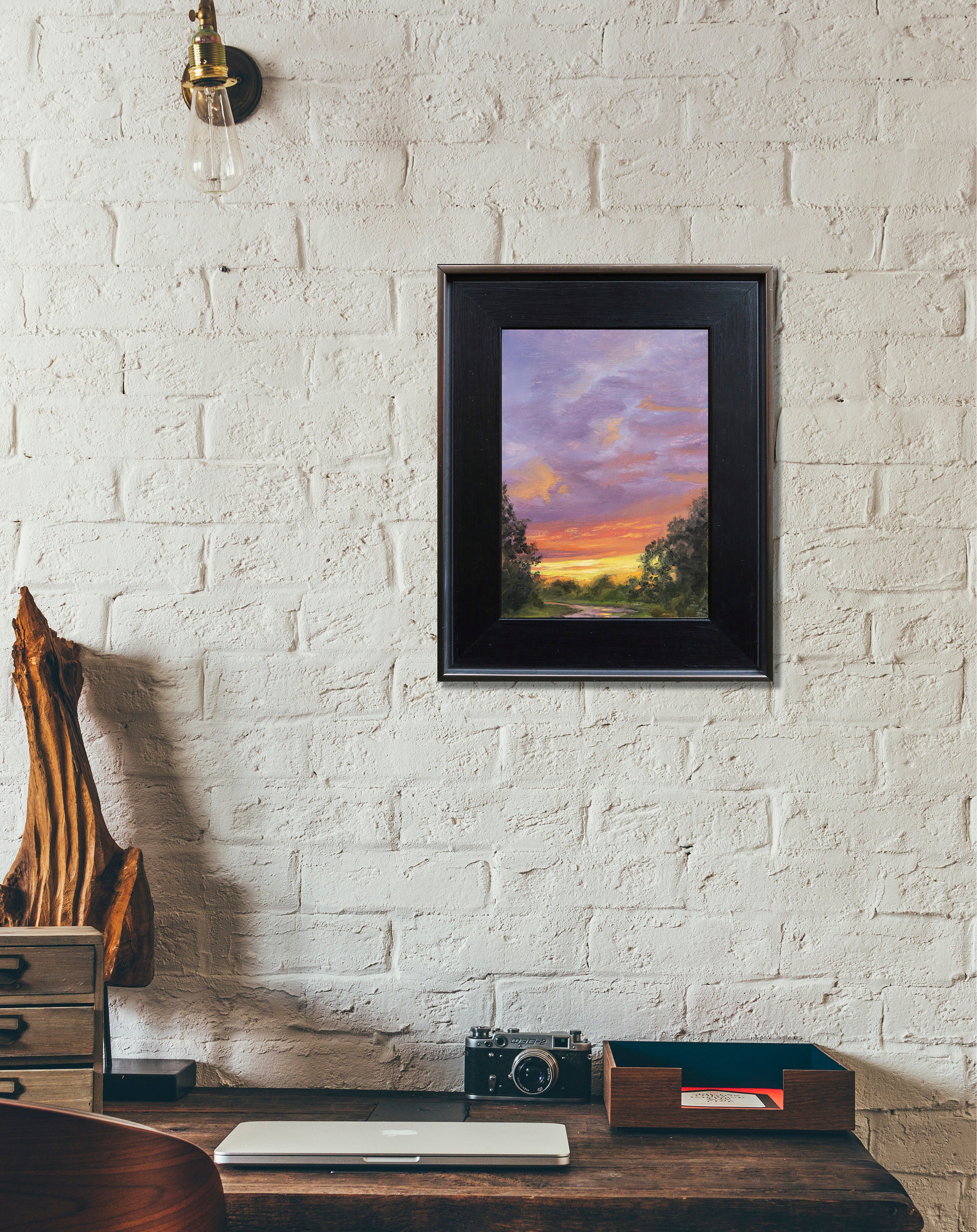 Original Landscape Oil Painting, Sunset Road Original Landscape Oil ...