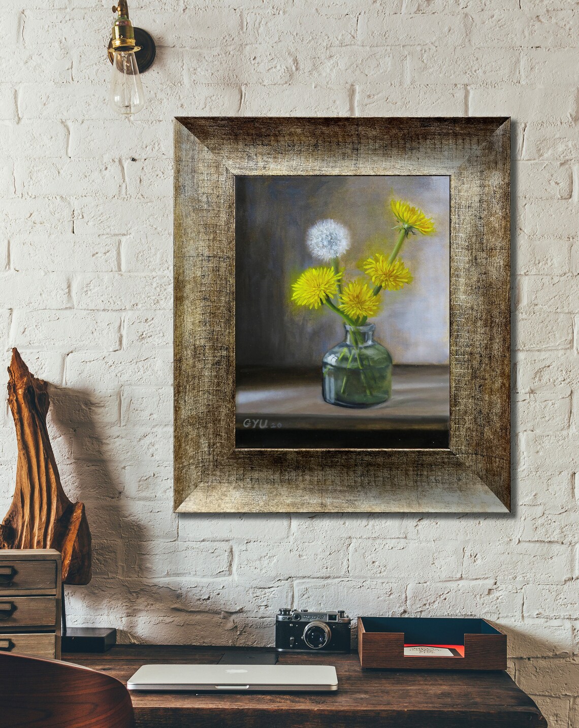 Dandelion Original Oil Painting on Canvas Flower Oil Painting on Canvas ...