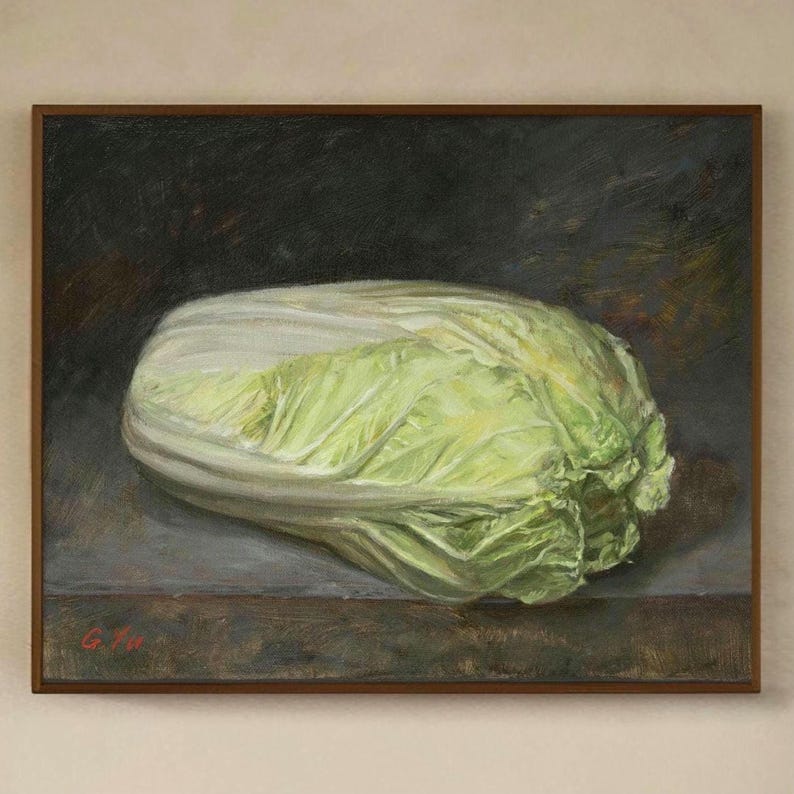Original Napa Cabbage Oil Painting: Kitchen Still Life Art, 11x14 ...