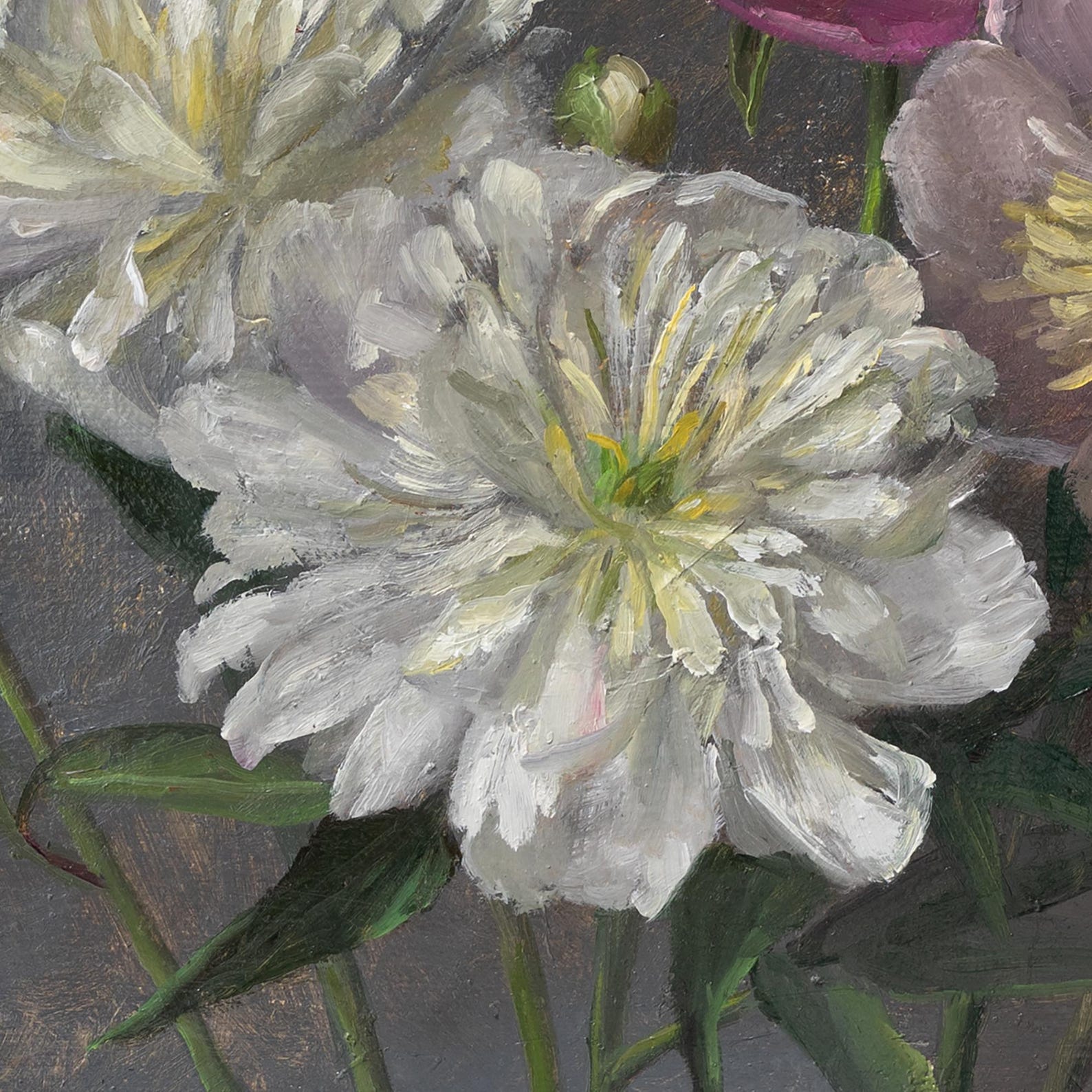 Original Peony Oil Painting on Canvas: Floral Still Life, Classical ...