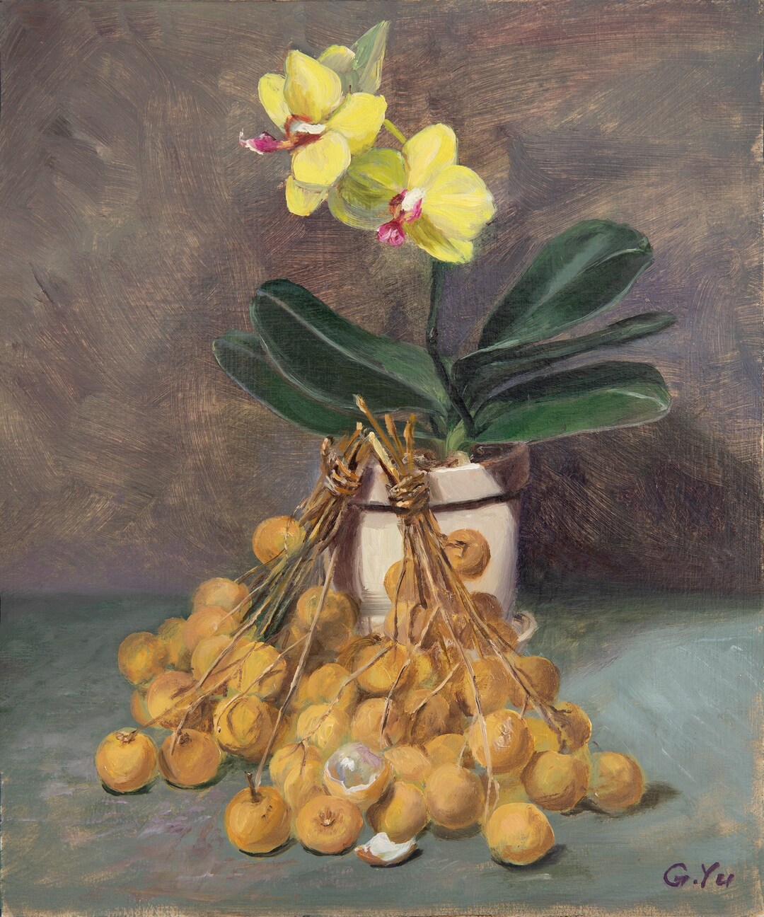 Orchid Original Oil Painting Depicting a Gorgeous Yellow Orchid and ...