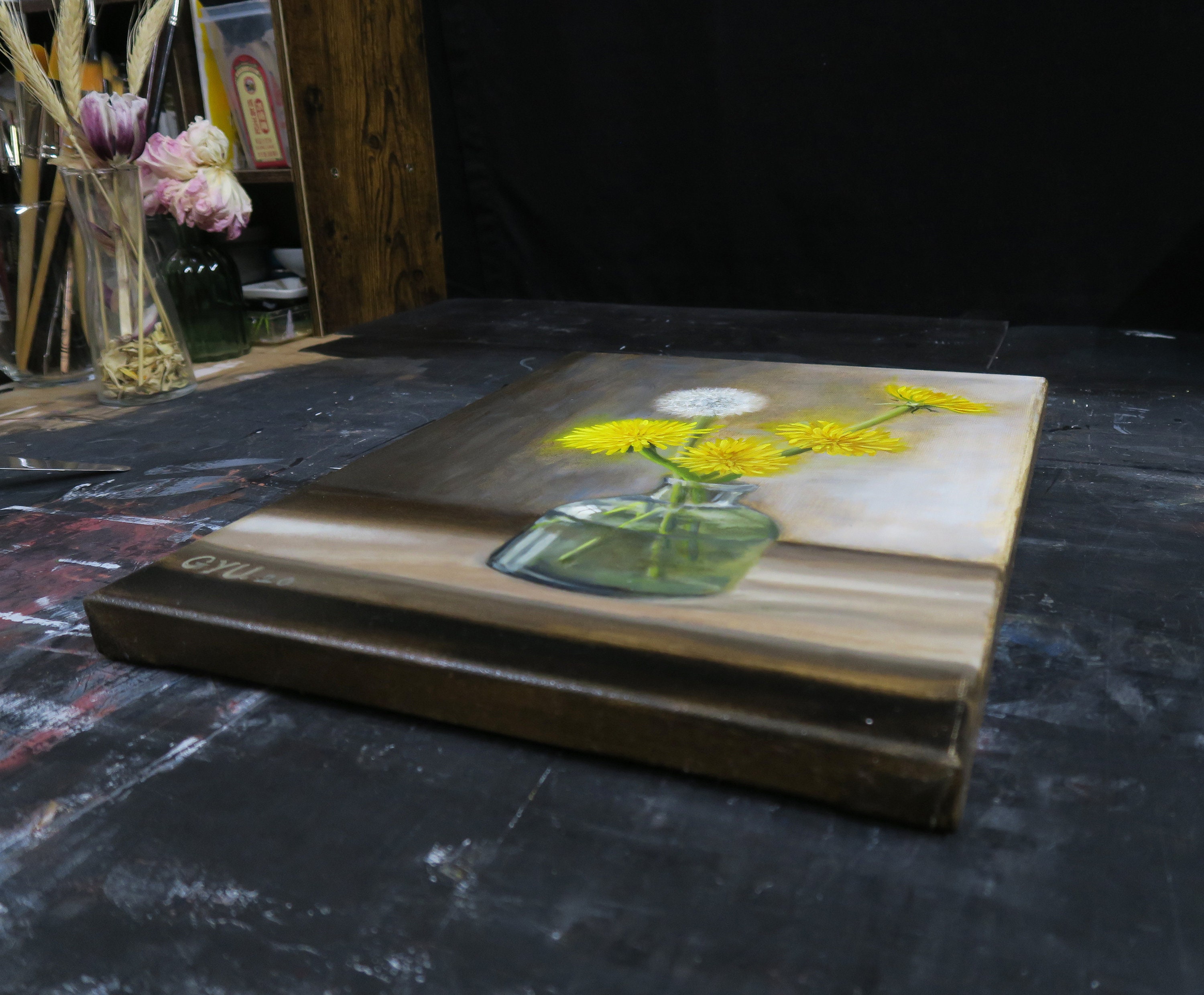 Dandelion Original Oil Painting on Canvas Flower Oil Painting on Canvas ...