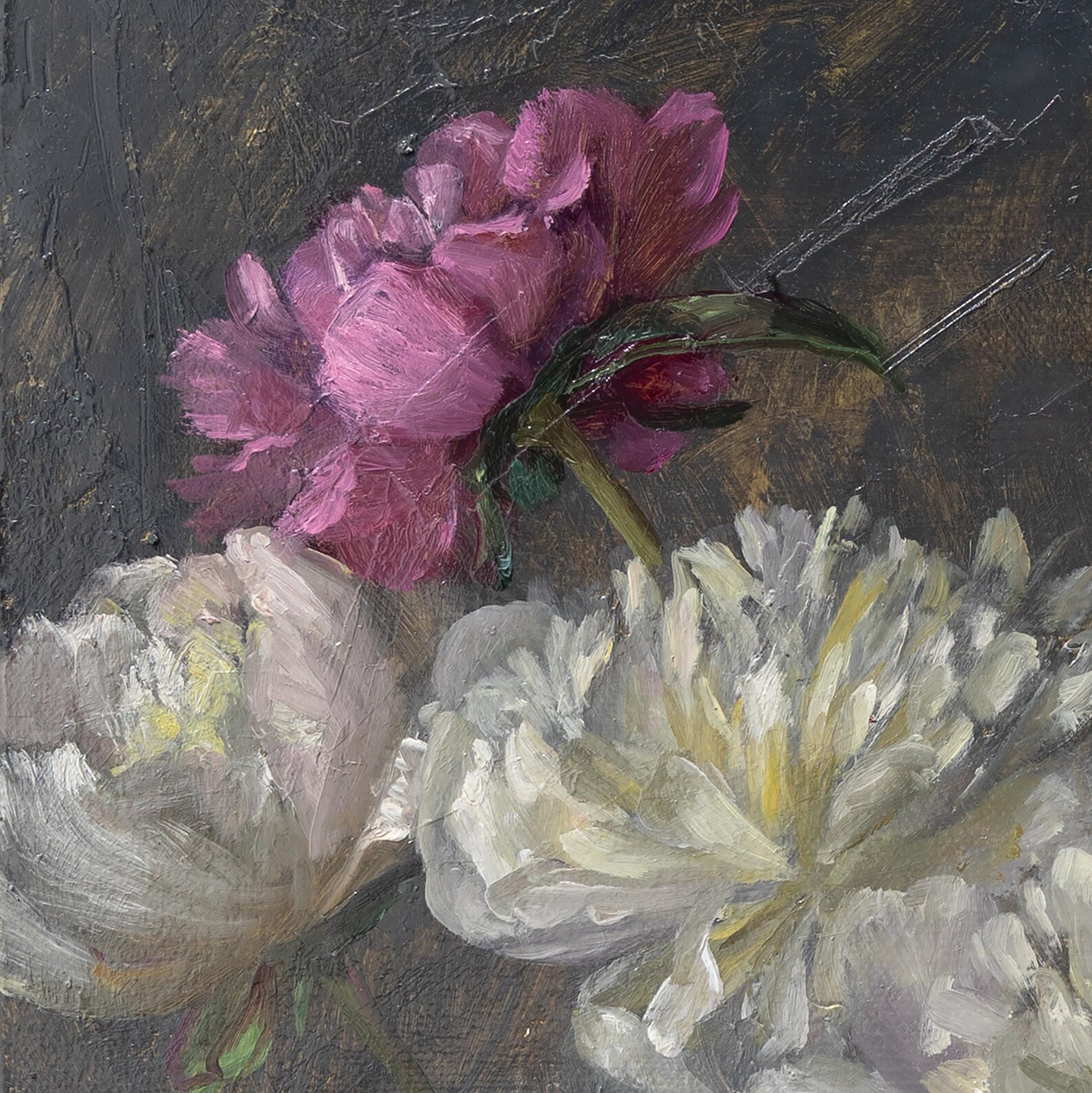 Original Peony Oil Painting on Canvas: Floral Still Life, Classical ...