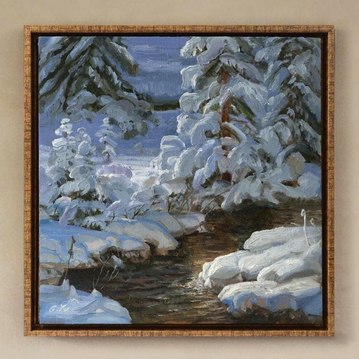 Original Landscape Oil Painting, Winter Landscape Oil Painting, Snow ...
