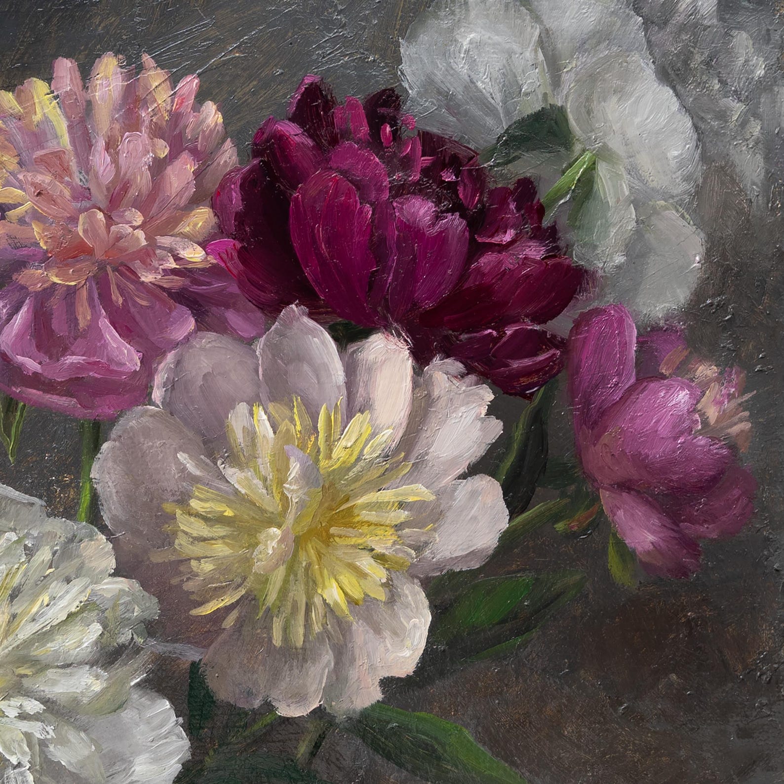 Original Peony Oil Painting on Canvas: Floral Still Life, Classical ...
