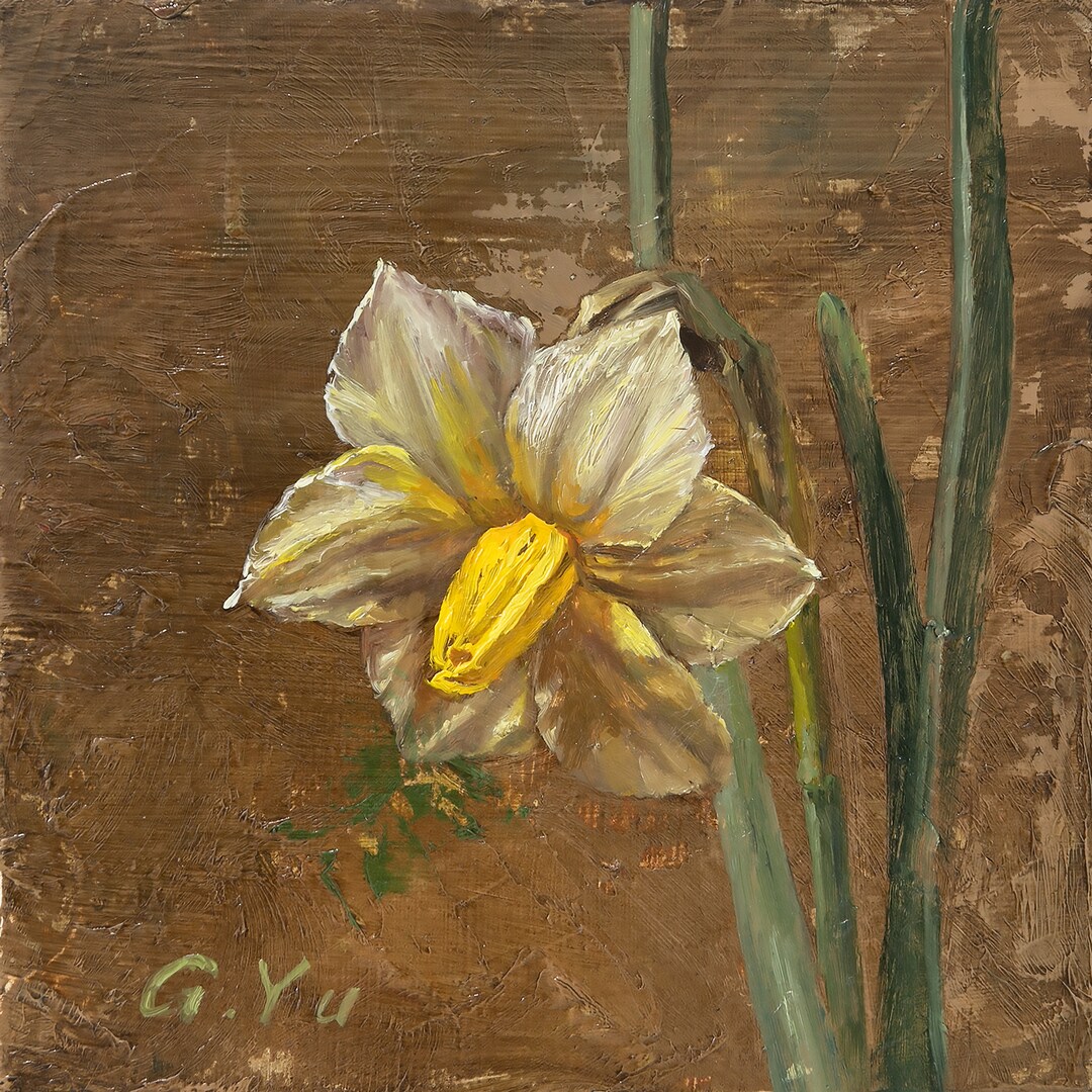 Daffodil Oil Painting: Original Fine Art on Panel, 6x6, NOT A PRINT - Etsy