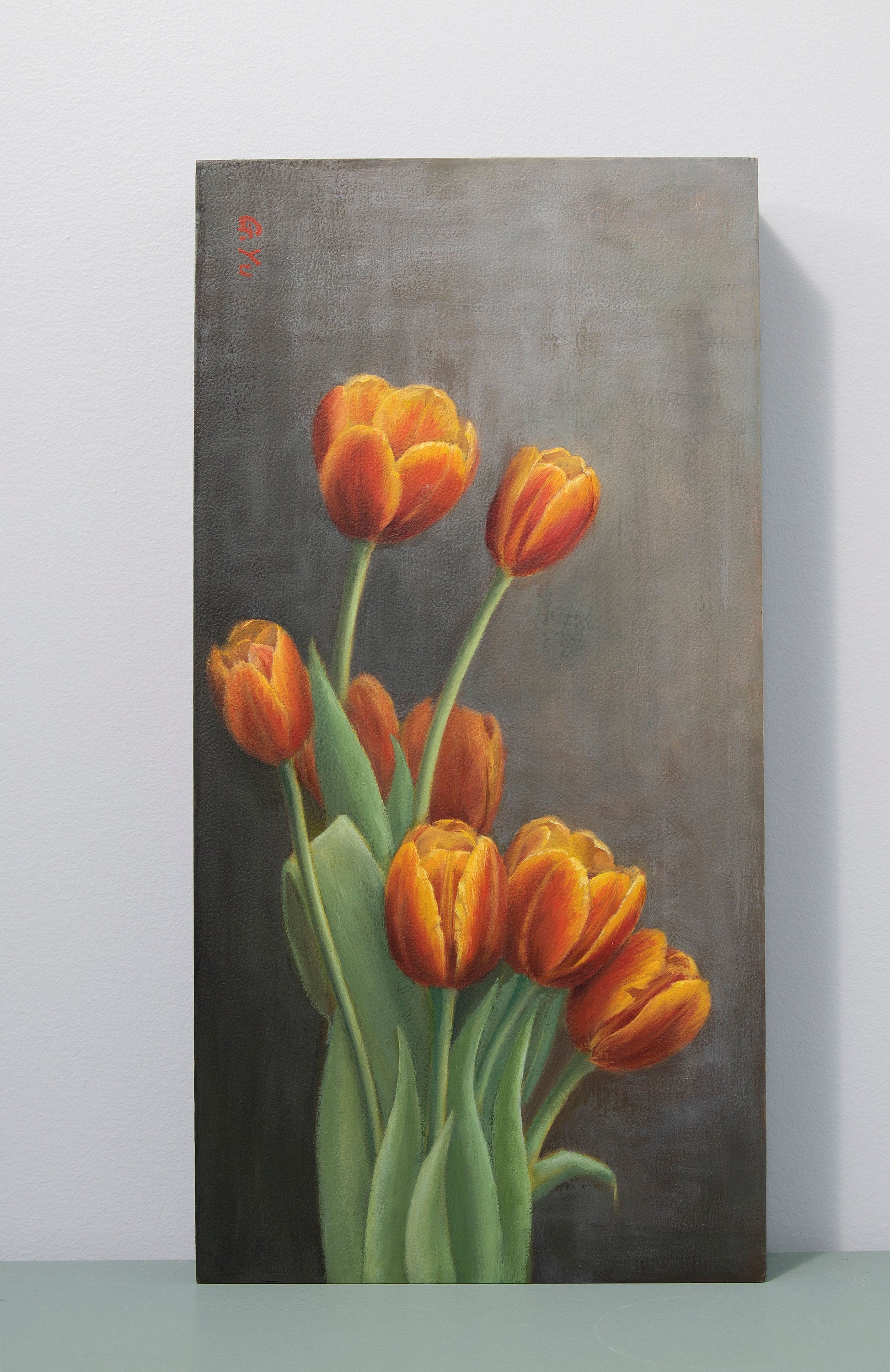 Original Tulip Oil Painting Flower Oil Painting on Gallery Panel in ...