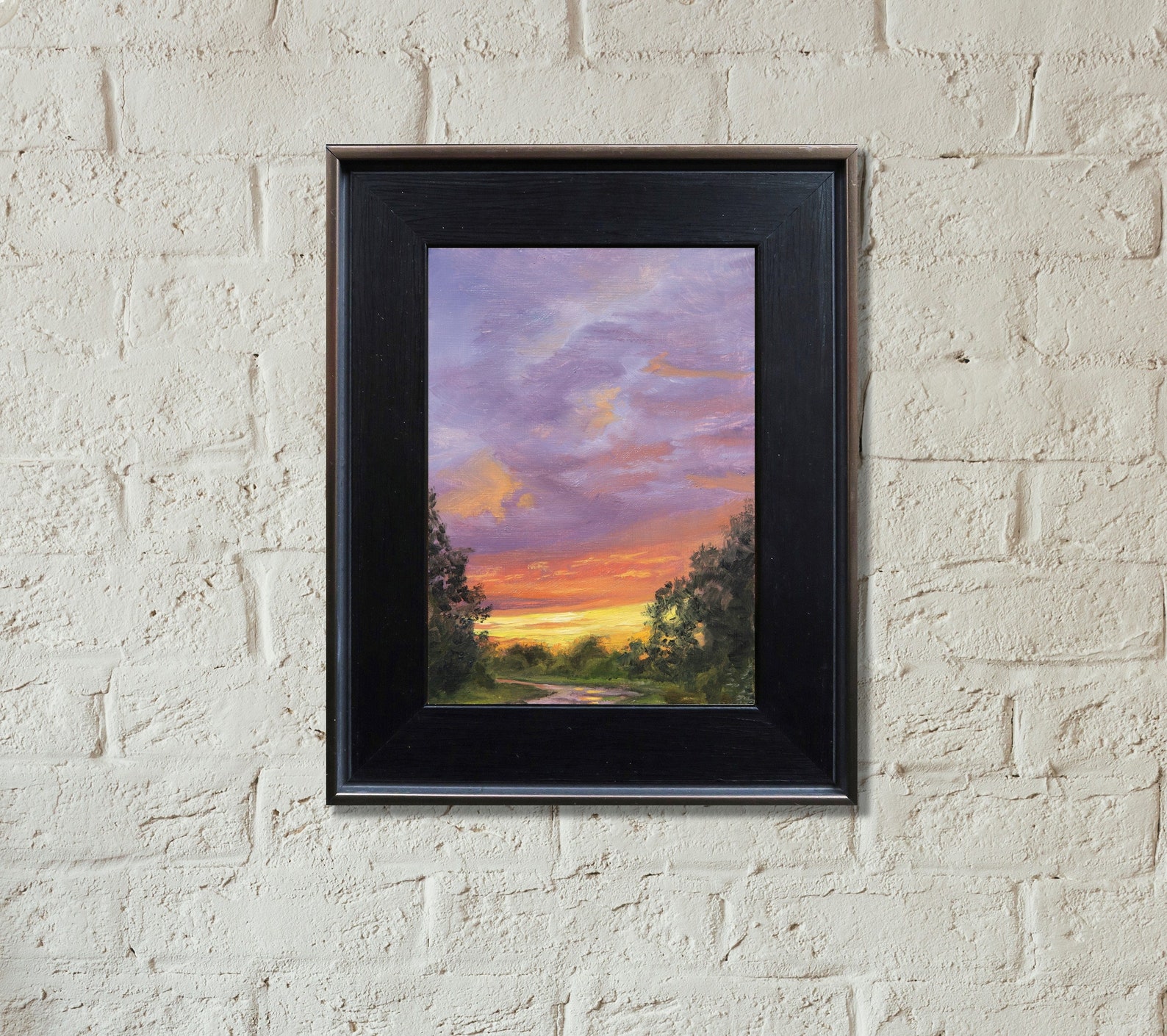 Original Landscape Oil Painting, Sunset Road Original Landscape Oil ...