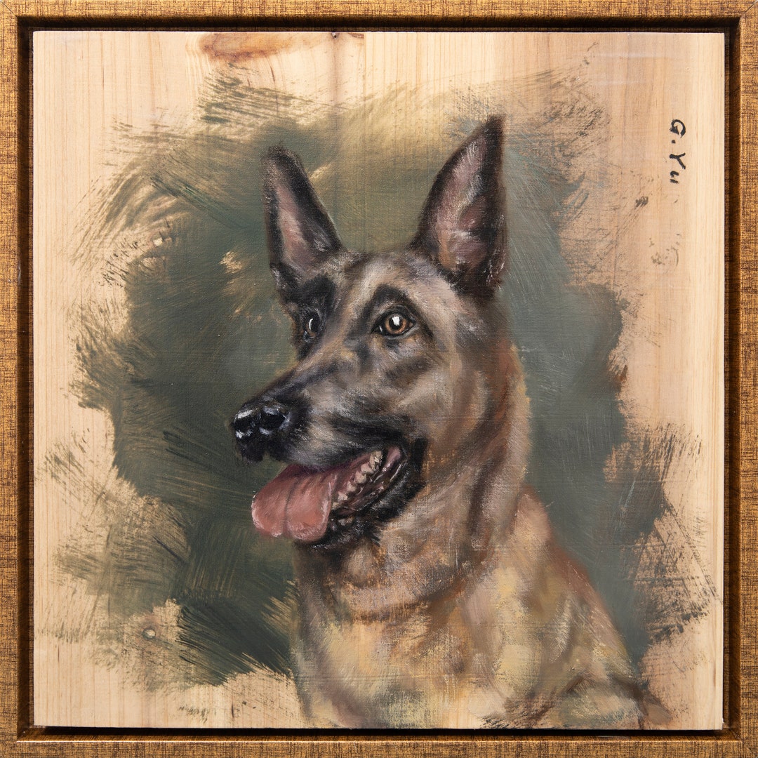 German Shepherd Handsome Shepherd Oil Painting, an Original Pet ...