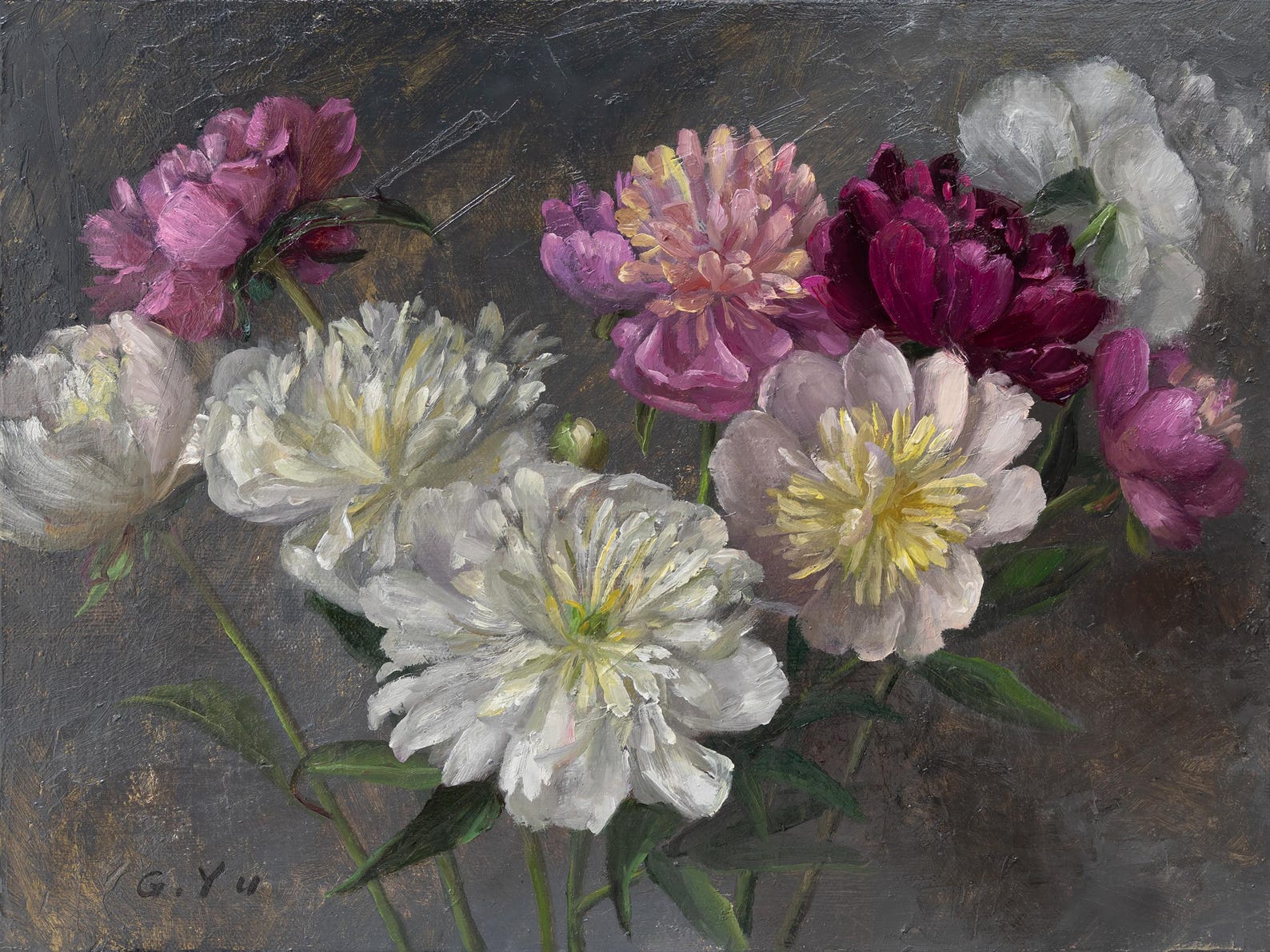 Original Peony Oil Painting on Canvas: Floral Still Life, Classical ...