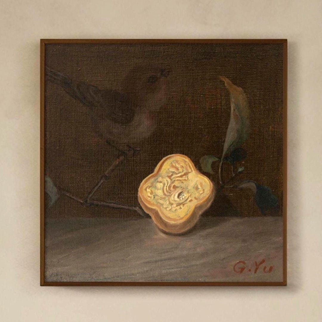 Original Dragon Mooncake Oil Painting: Old Masters Style Still Life Art ...