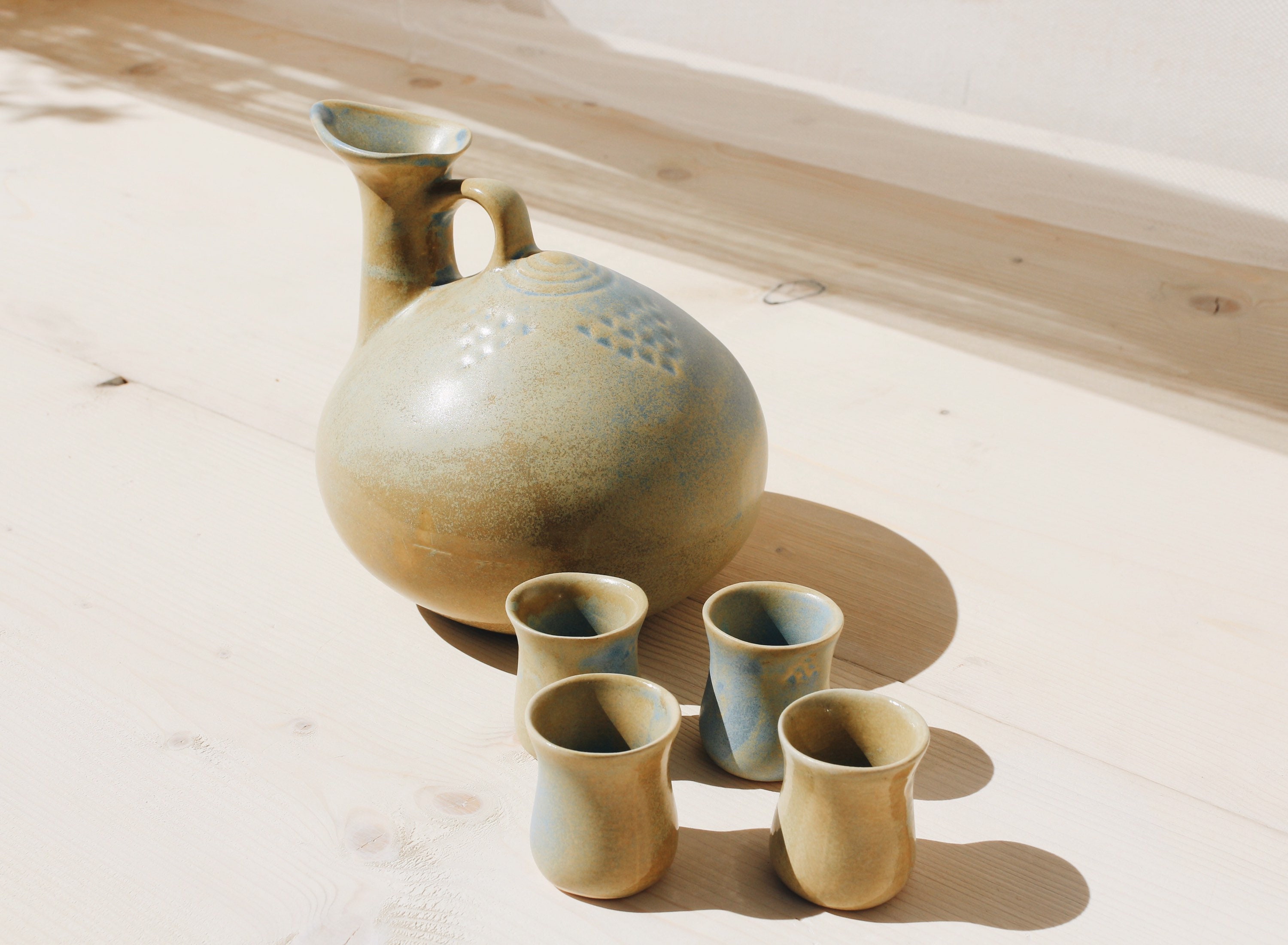 Ceramic Pitcher and Shot Glasses Set Drinkware Shot - Etsy
