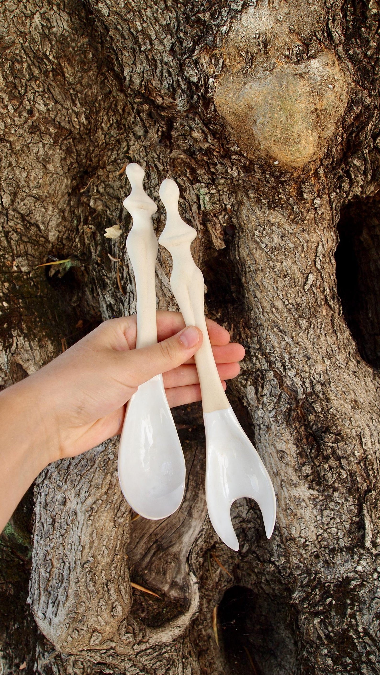 Handmade Greek Cycladic Figurine Spoons Set of 2 | Large Serving Spoons ...
