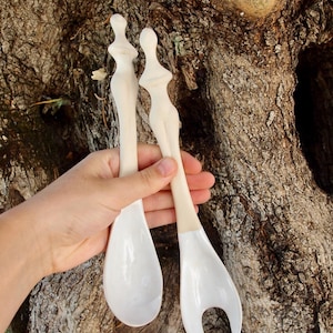 Handmade Greek Cycladic Figurine Spoons Set of 2 | Large Serving Spoons ...