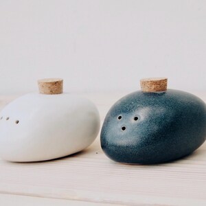 Handmade Ceramic Salt and Pepper Shakers | Pebble Design Salt and ...