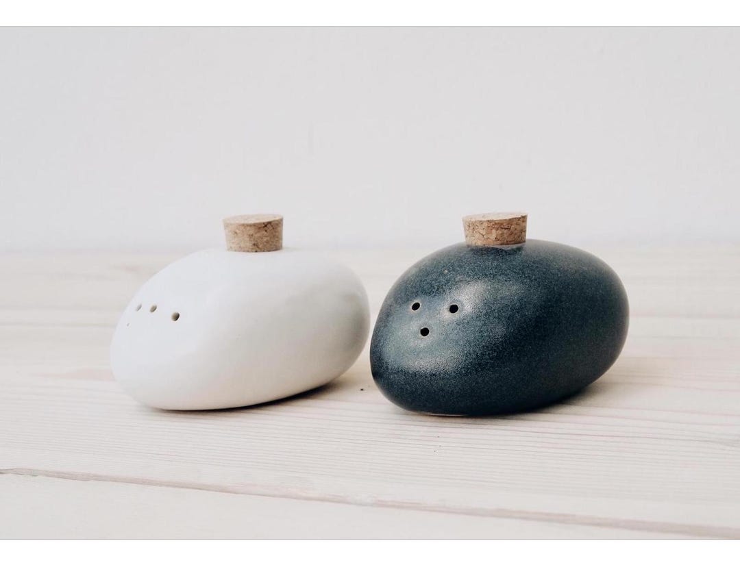 Handmade Ceramic Salt and Pepper Shakers | Pebble Design Salt and ...