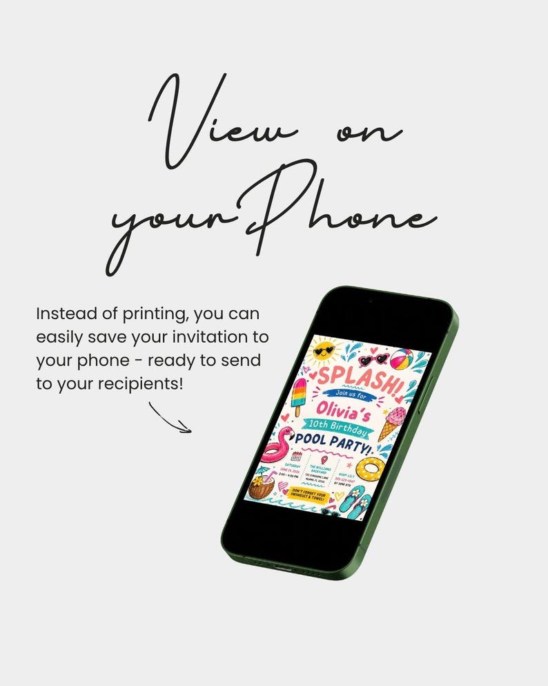 Pool Party Birthday Invitation, Summer Splash Invite (digital Download ...