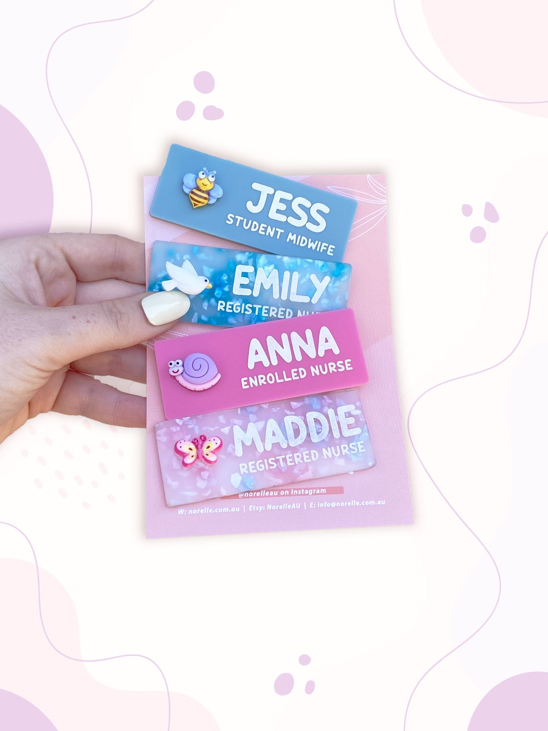 Personalised Nurse Name Badge | Butterfly Name Badge | Dove Name Badge ...