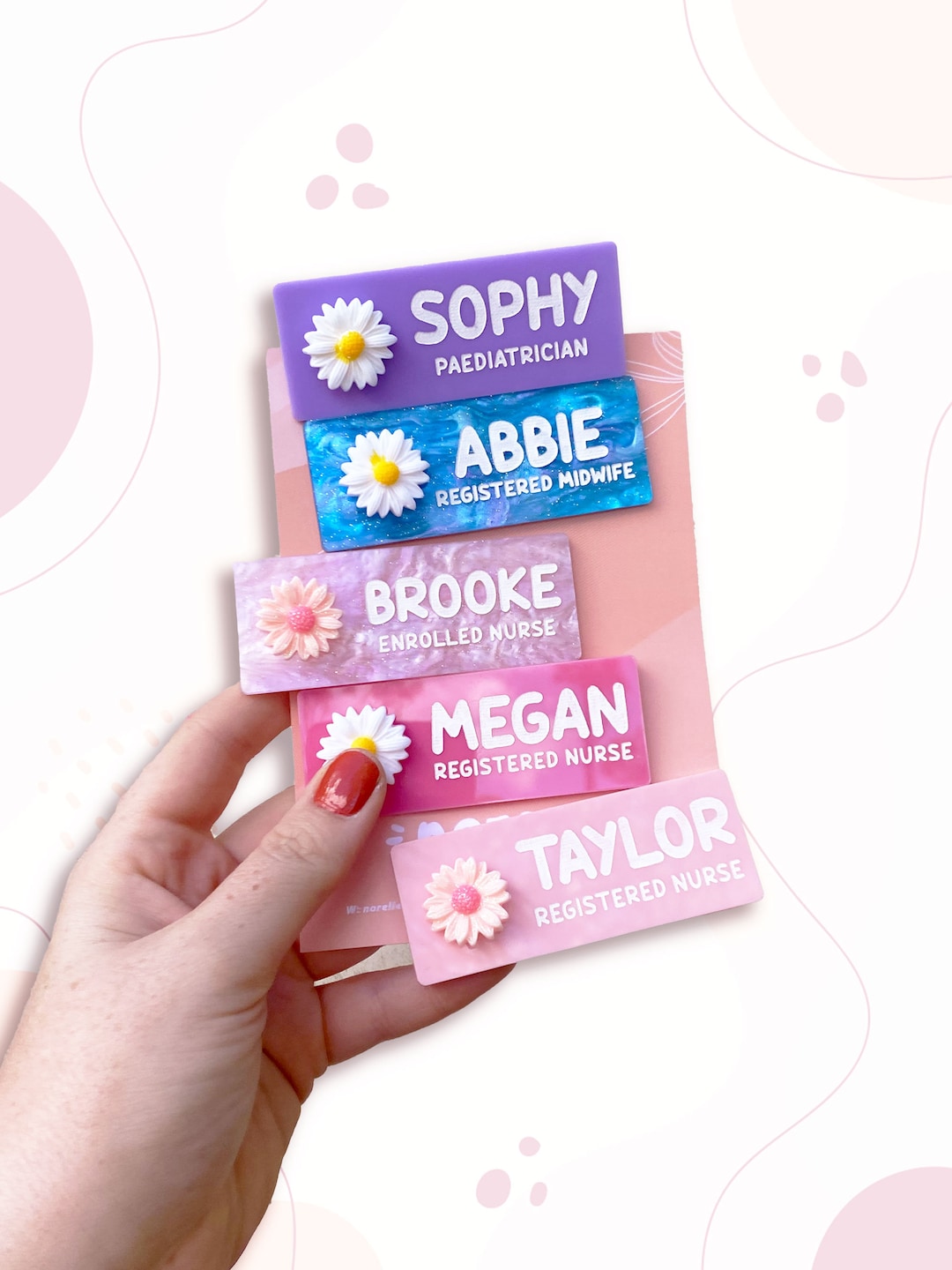 Nurse Name Badge | Personalised Name Badge With Flower Daisy | Flower ...