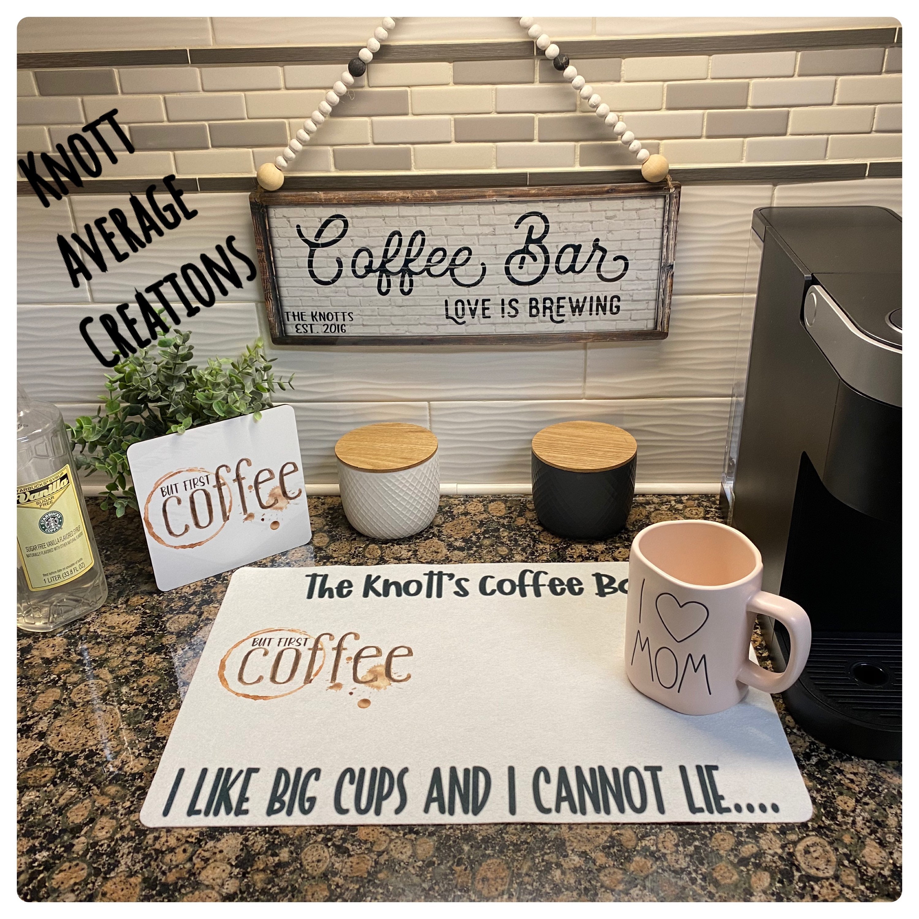 Personalizado café Slip Proof Bar Mat Farmhouse Keurig | Etsy